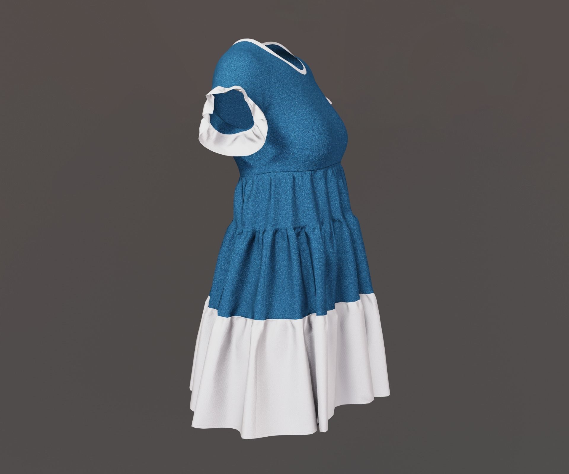 Woman dress with cascading ruffles 3D model | CGTrader