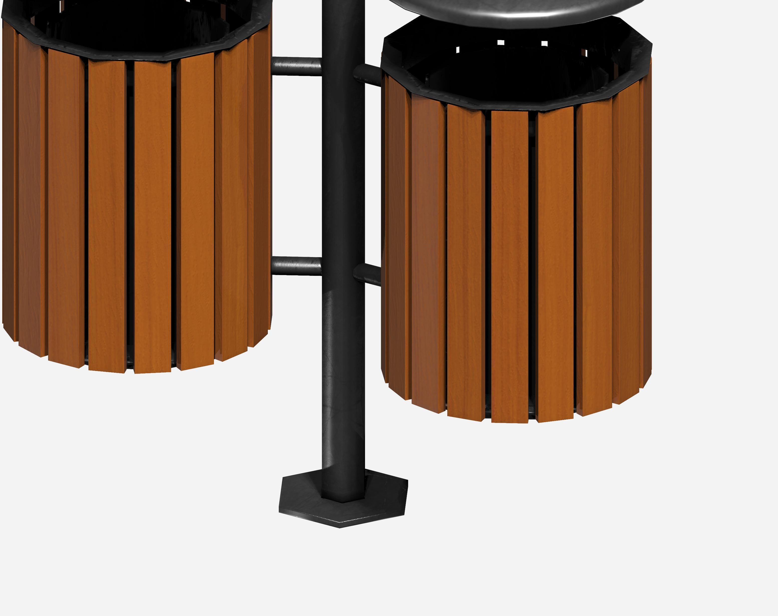 3D model Double wooden circular cage trash can with tap cover VR / AR ...