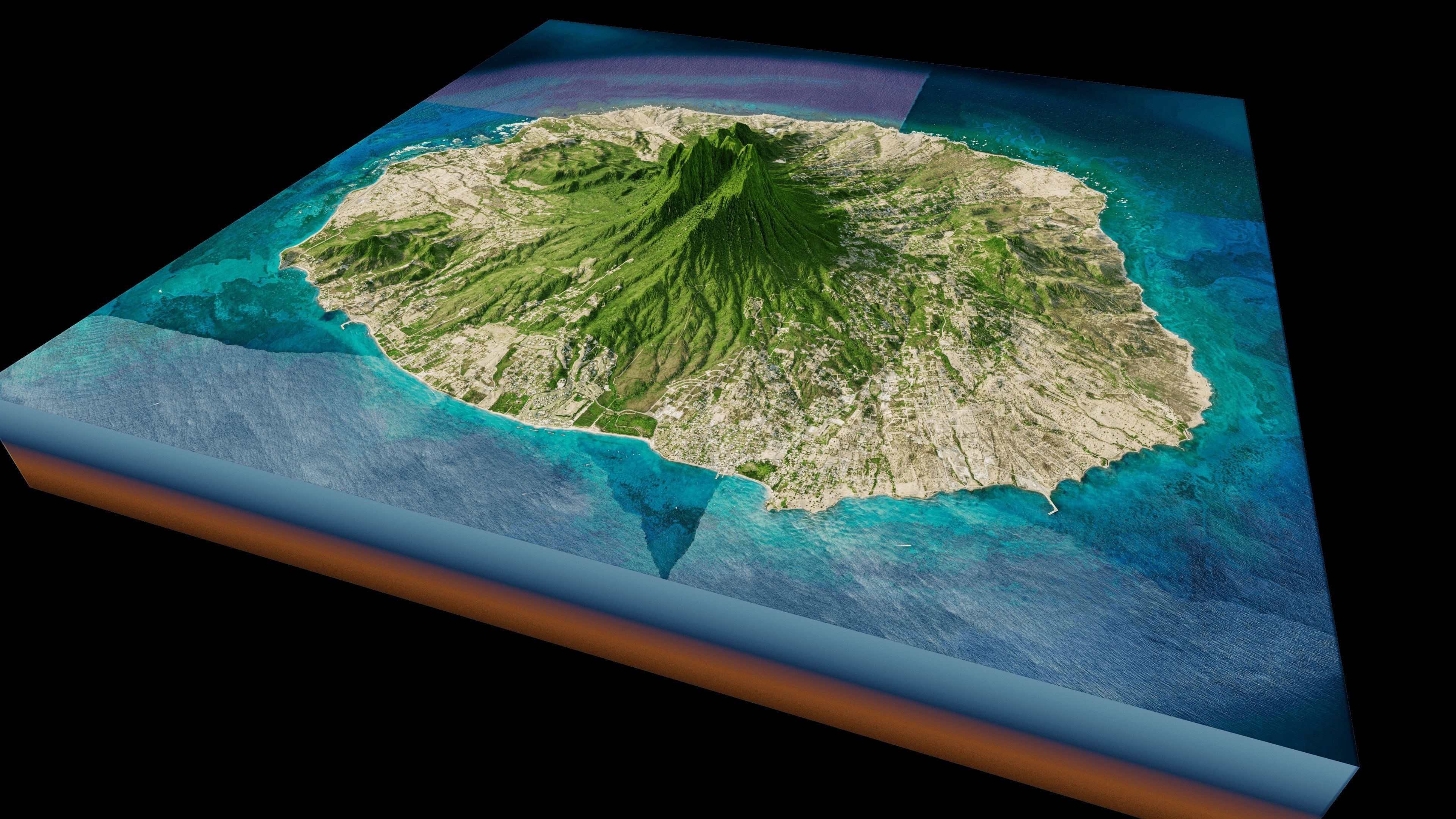 Nevis island in Caribbean 3d model terrain 3D model | CGTrader