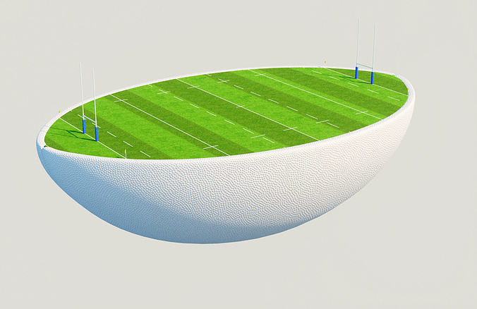 Rugby Half Ball And Rugby Field 3D model | CGTrader