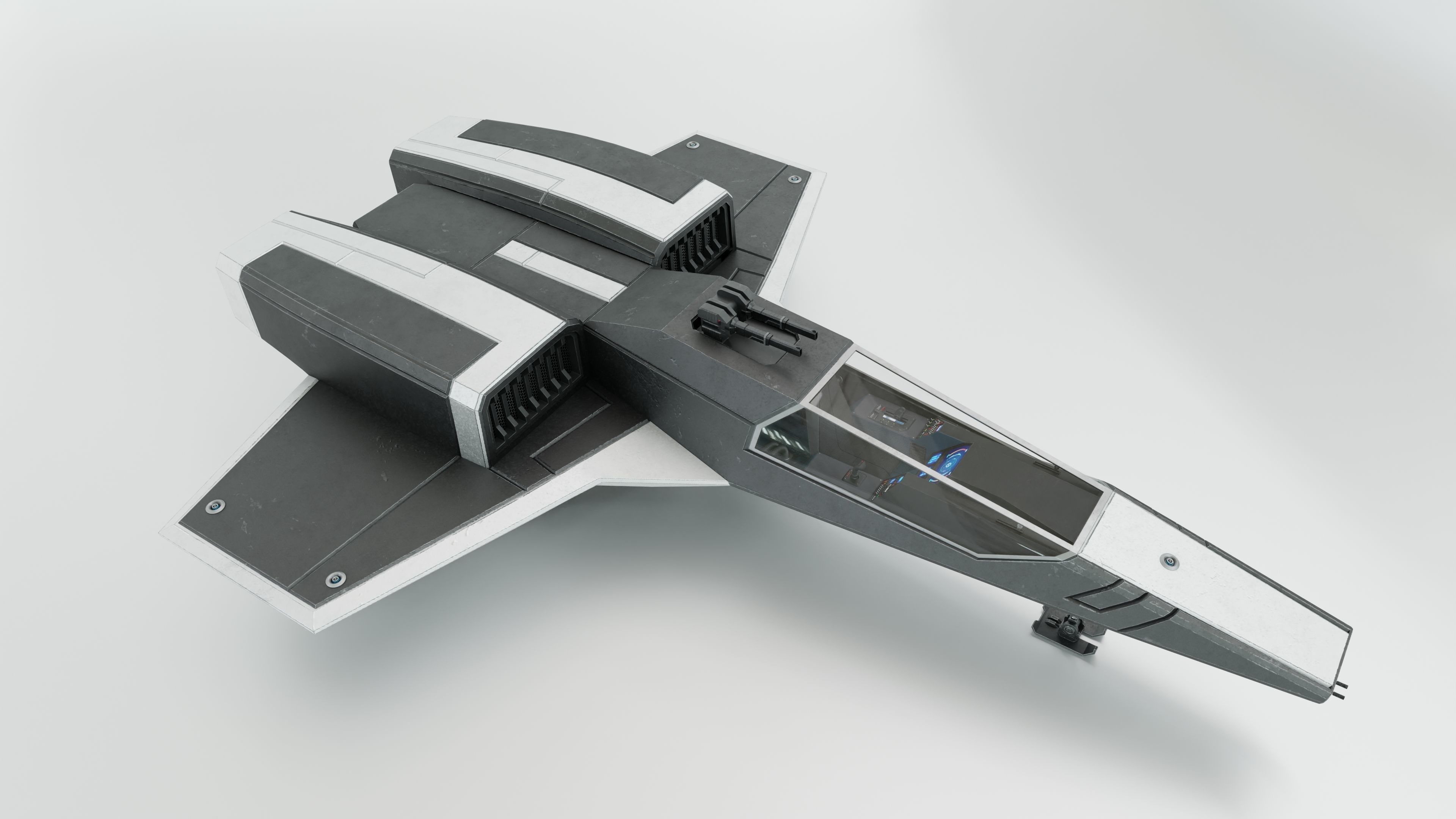 3D model Sci Fi Fighter Jet with Interior Cockpit VR / AR / low-poly ...