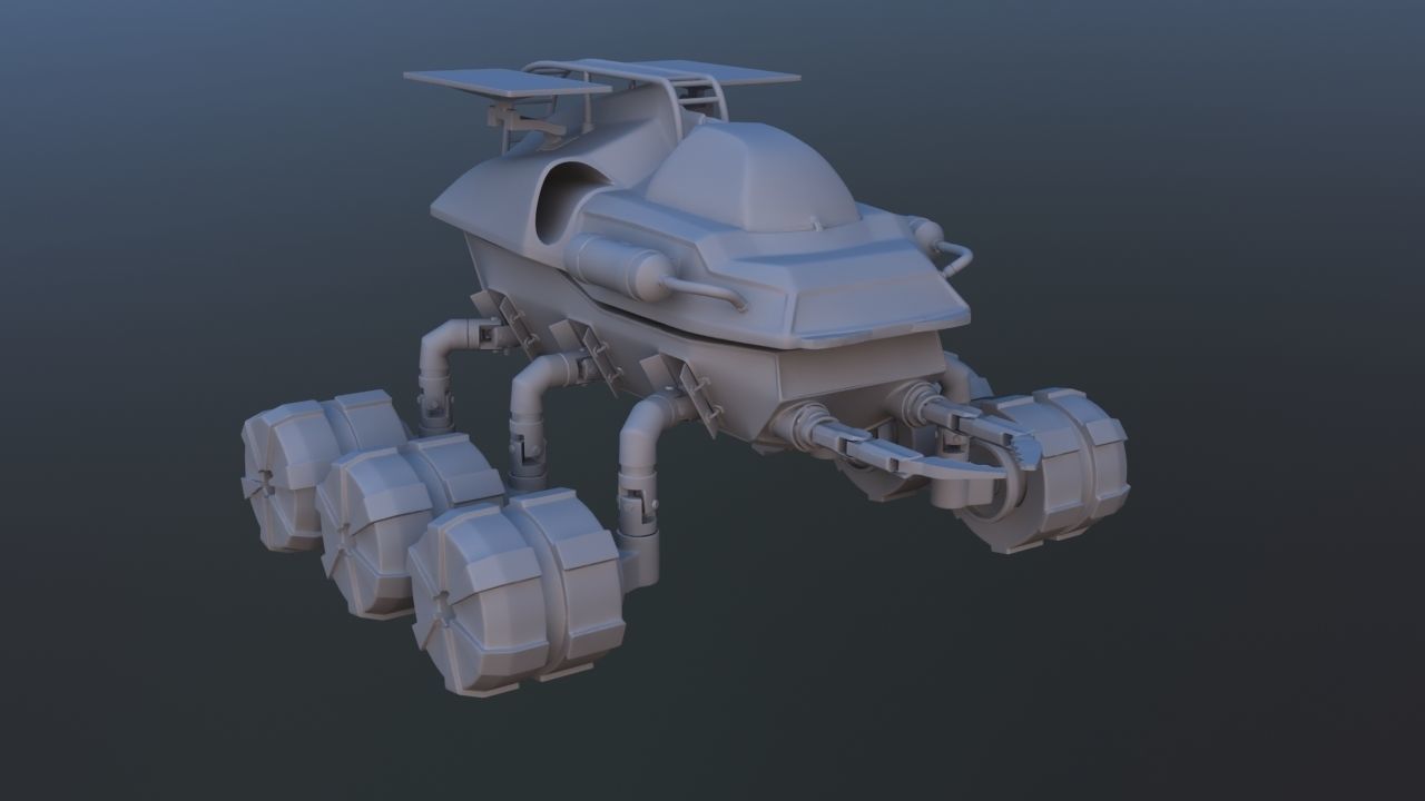Futuristic Mars Rover 3D model rigged | CGTrader