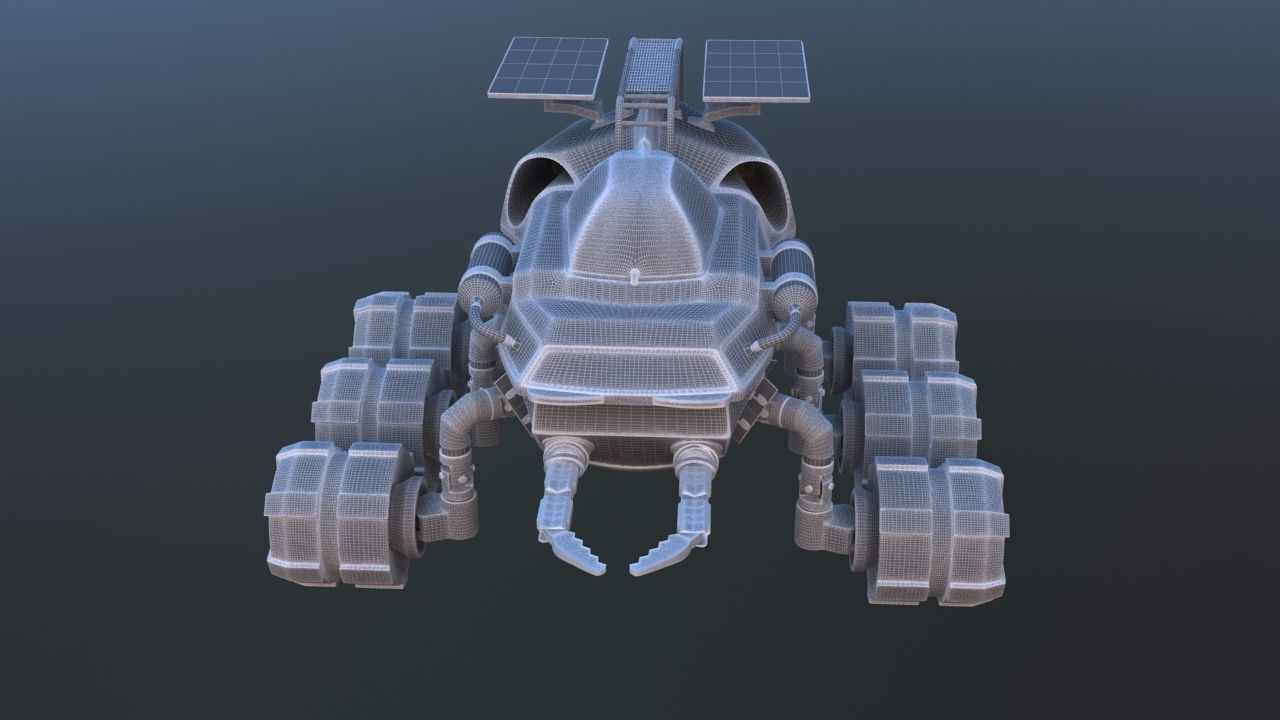 Futuristic Mars Rover 3D model rigged | CGTrader