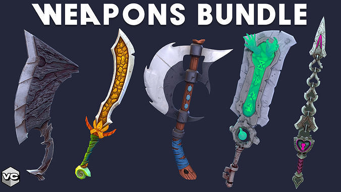 3D model WEAPON BUNDLE - 5 Weapons Game Ready - VR / AR / low-poly ...