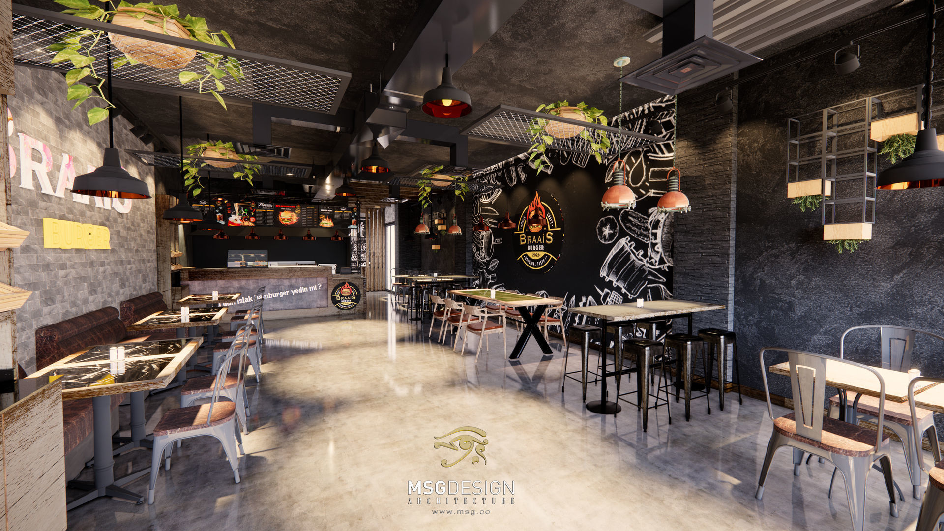 Burger House Restaurant Interior Design model 3D model animated | CGTrader