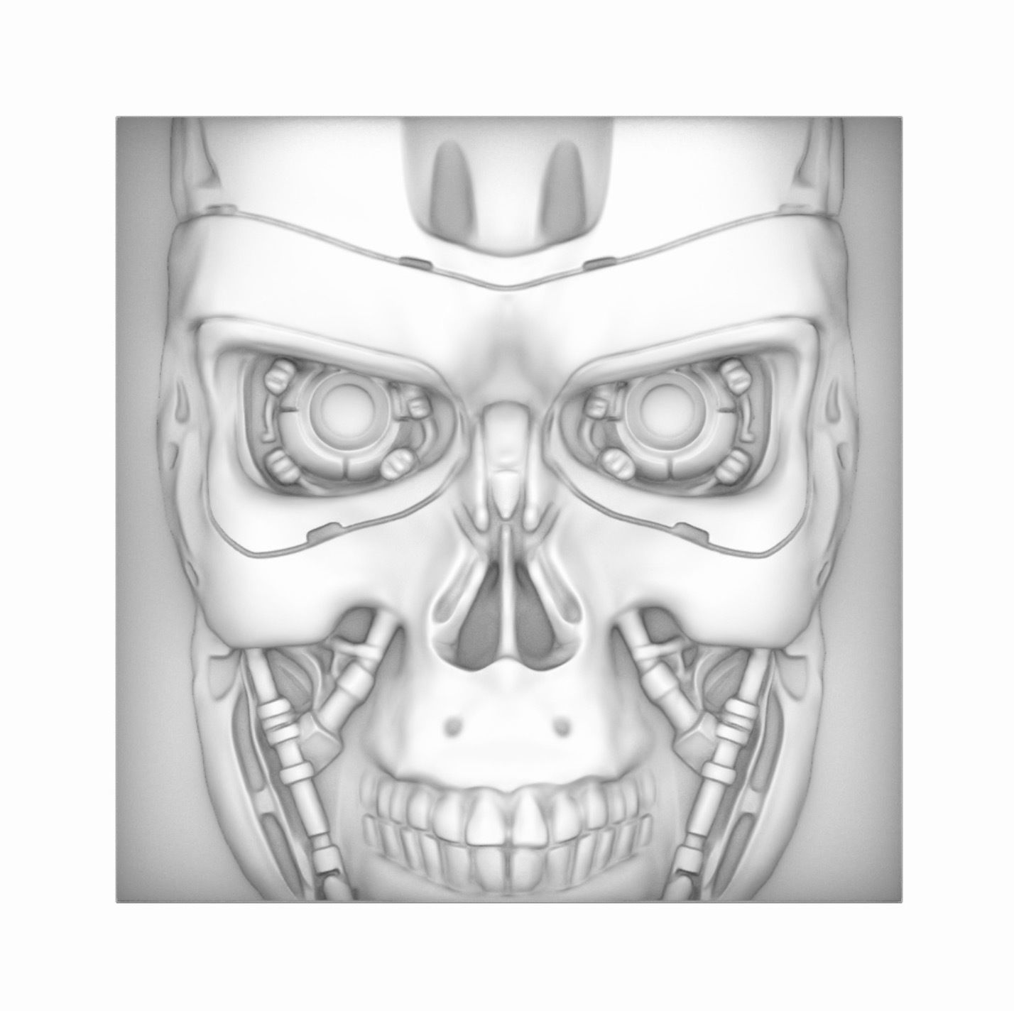 Terminator T-800 robot cyborg face low-relief bas-relief 3D model 3D ...