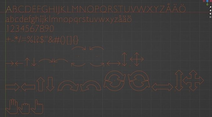 Custom rig controllers and Curve alphabet free 3D model | CGTrader