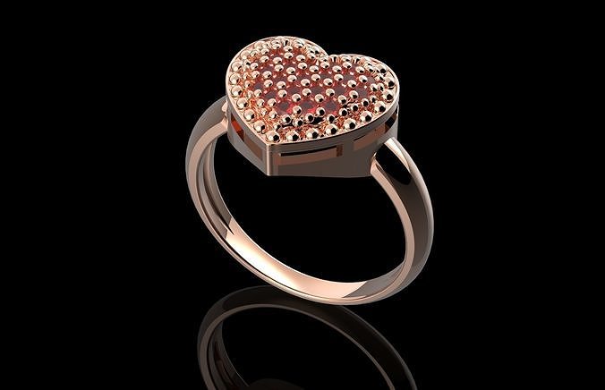 Fashion Heart Ring With Brilliants 3D Print Model 3D model 3D printable ...