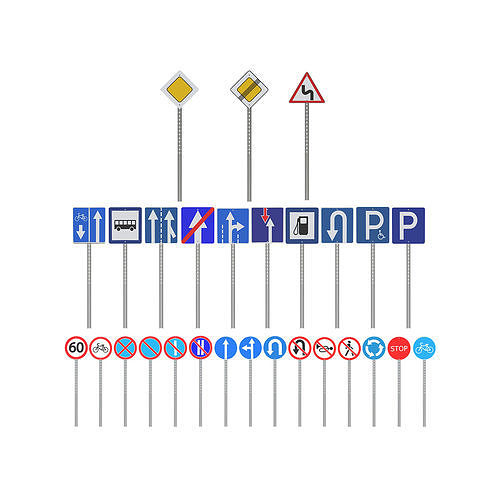 3D model Traffic Road Signs Set 01 VR / AR / low-poly | CGTrader