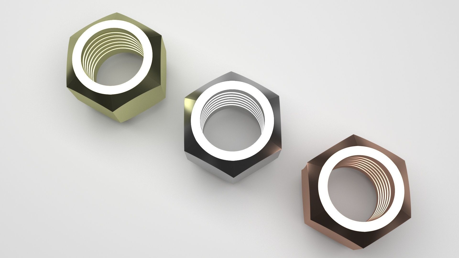 Hex Nuts 3D model | CGTrader