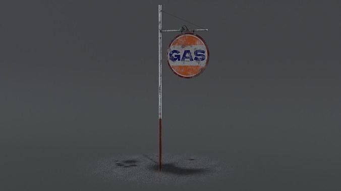 3D model Vintage Gas Station Pole Sign - GameReady VR / AR / low-poly ...
