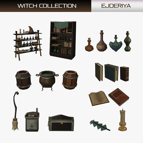 Lowpoly Stylized Witch Asset 3D model | CGTrader