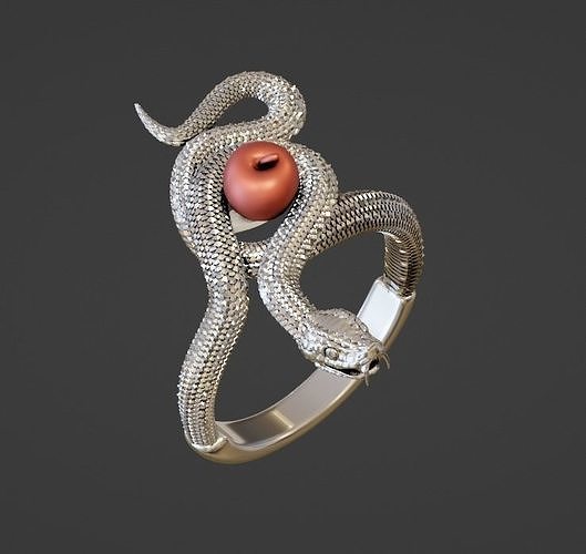 Snake evil ring with apple 3D model 3D printable | CGTrader