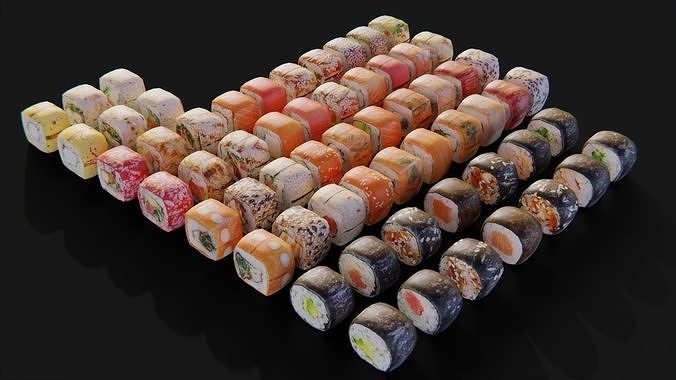 3D model Sushi Maki Roll set fast food VR / AR / low-poly | CGTrader