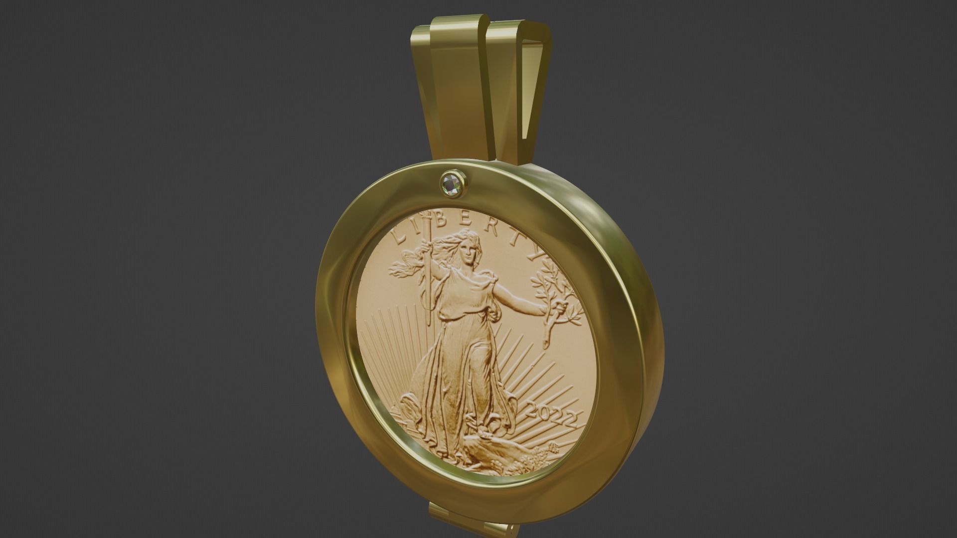 half oz hinged American eagle gold coin frame mount ruby 3D model 3D ...