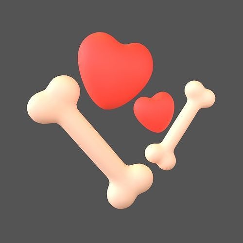 3D model Bone with Heart v1 012 VR / AR / low-poly | CGTrader