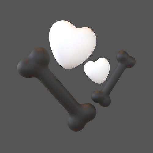 3D model Bone with Heart v1 050 VR / AR / low-poly | CGTrader