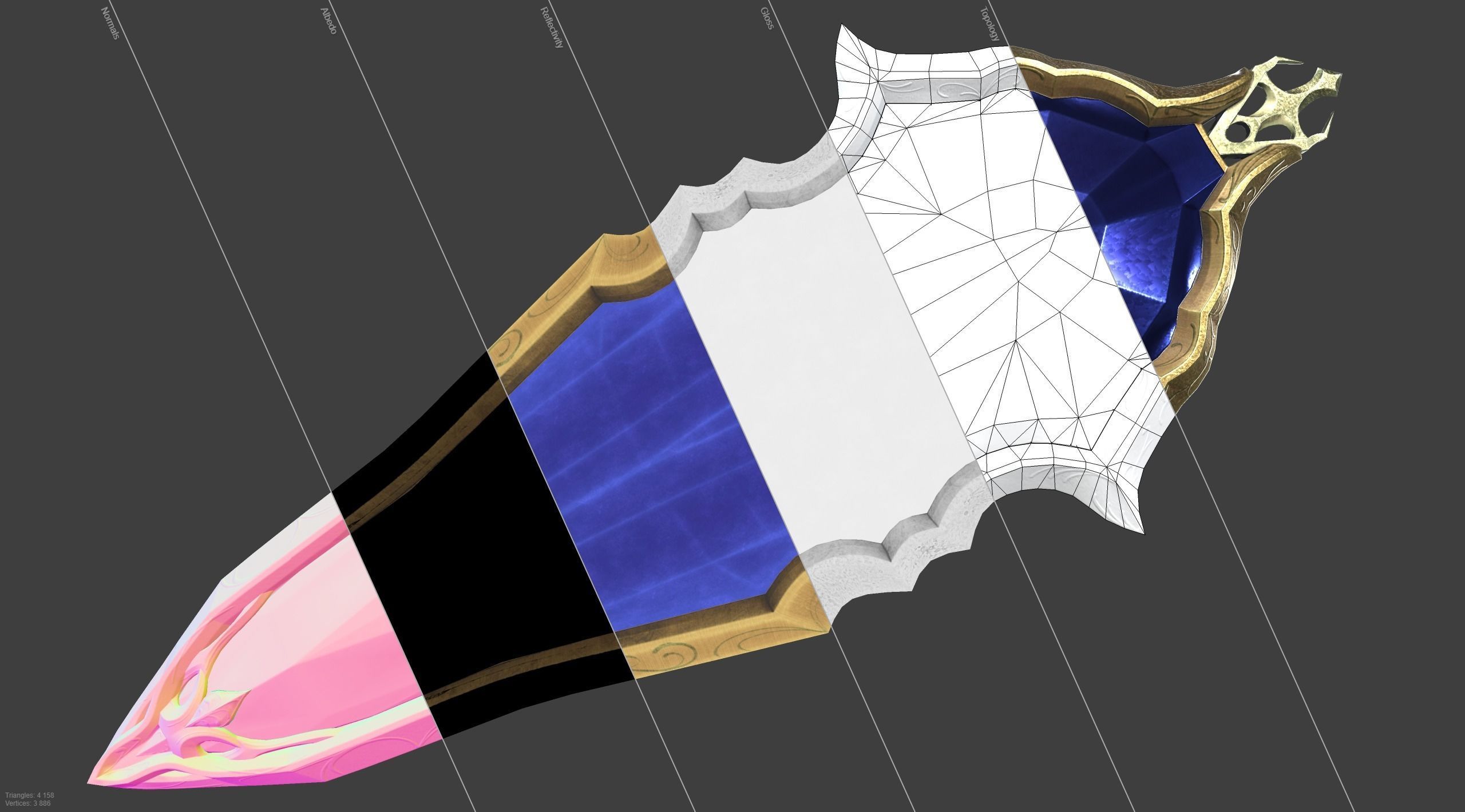 3D model Fantasy Oblong Shield VR / AR / low-poly | CGTrader