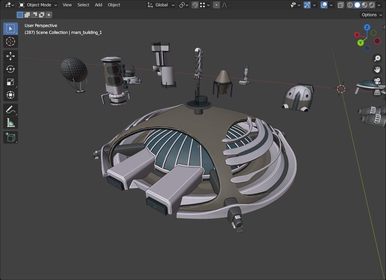 3D model Stylized Space Buildings Colony VR / AR / low-poly | CGTrader