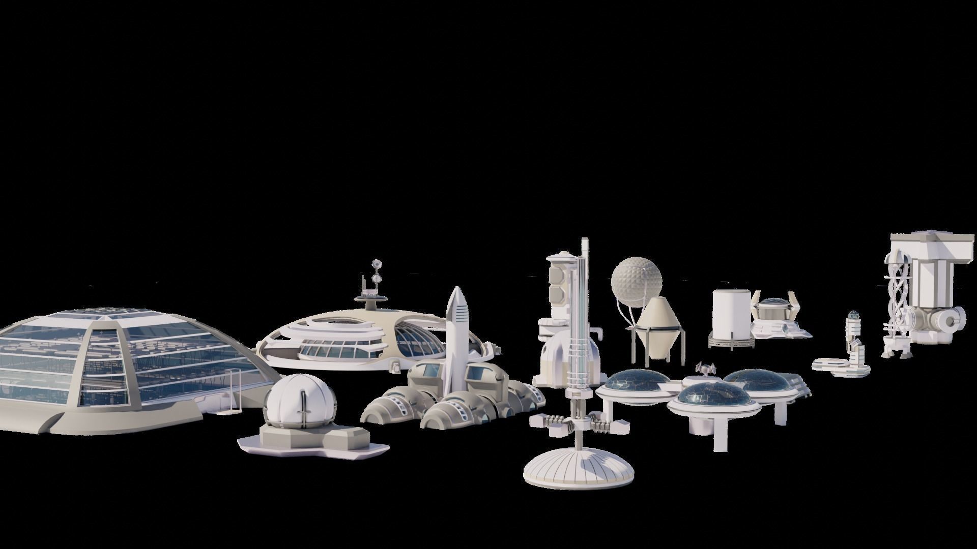 3D model Stylized Space Buildings Colony VR / AR / low-poly | CGTrader