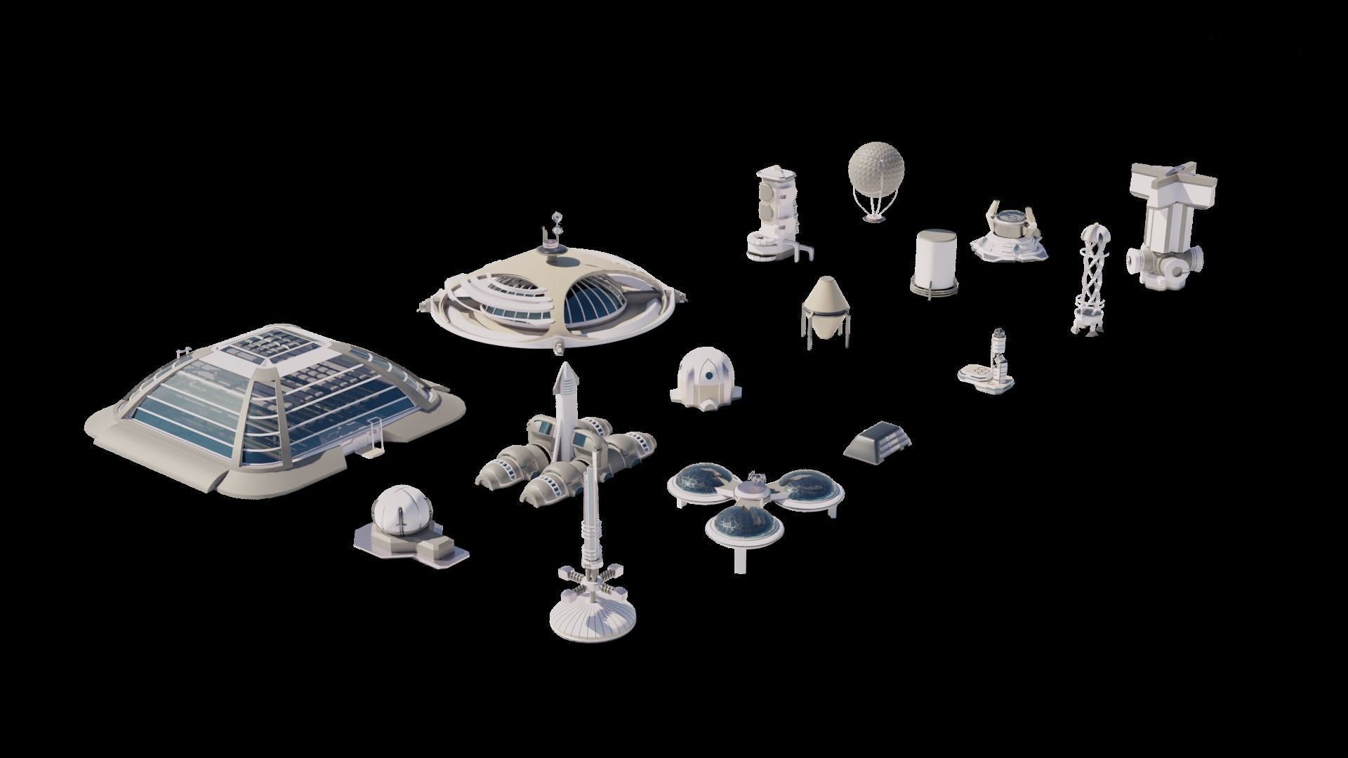 3D model Stylized Space Buildings Colony VR / AR / low-poly | CGTrader