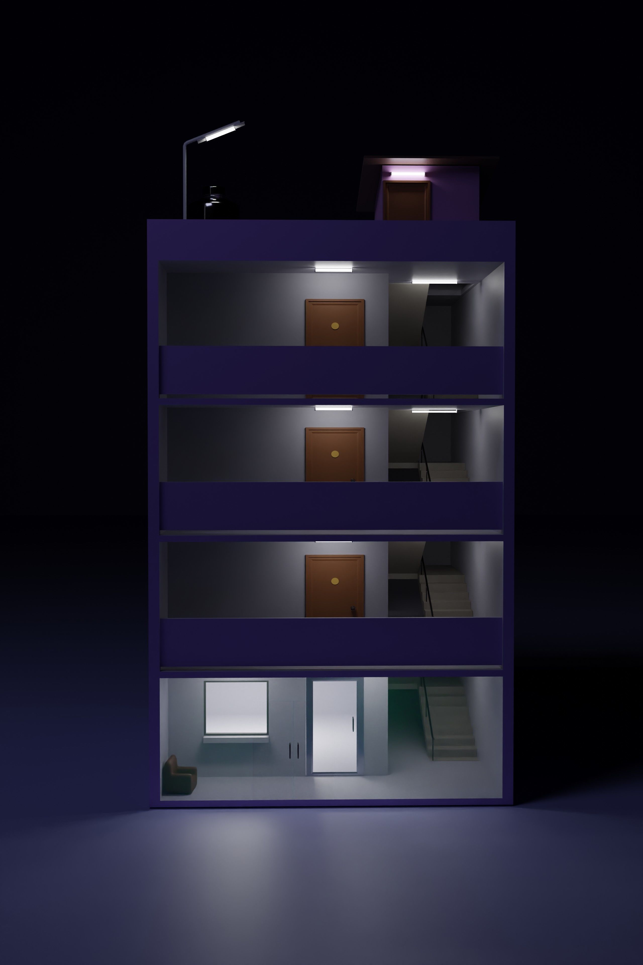 Apartment at night 3D model | CGTrader