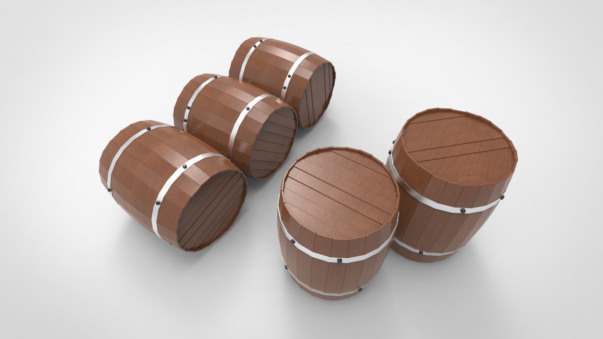 Wooden barrels 3D model | CGTrader