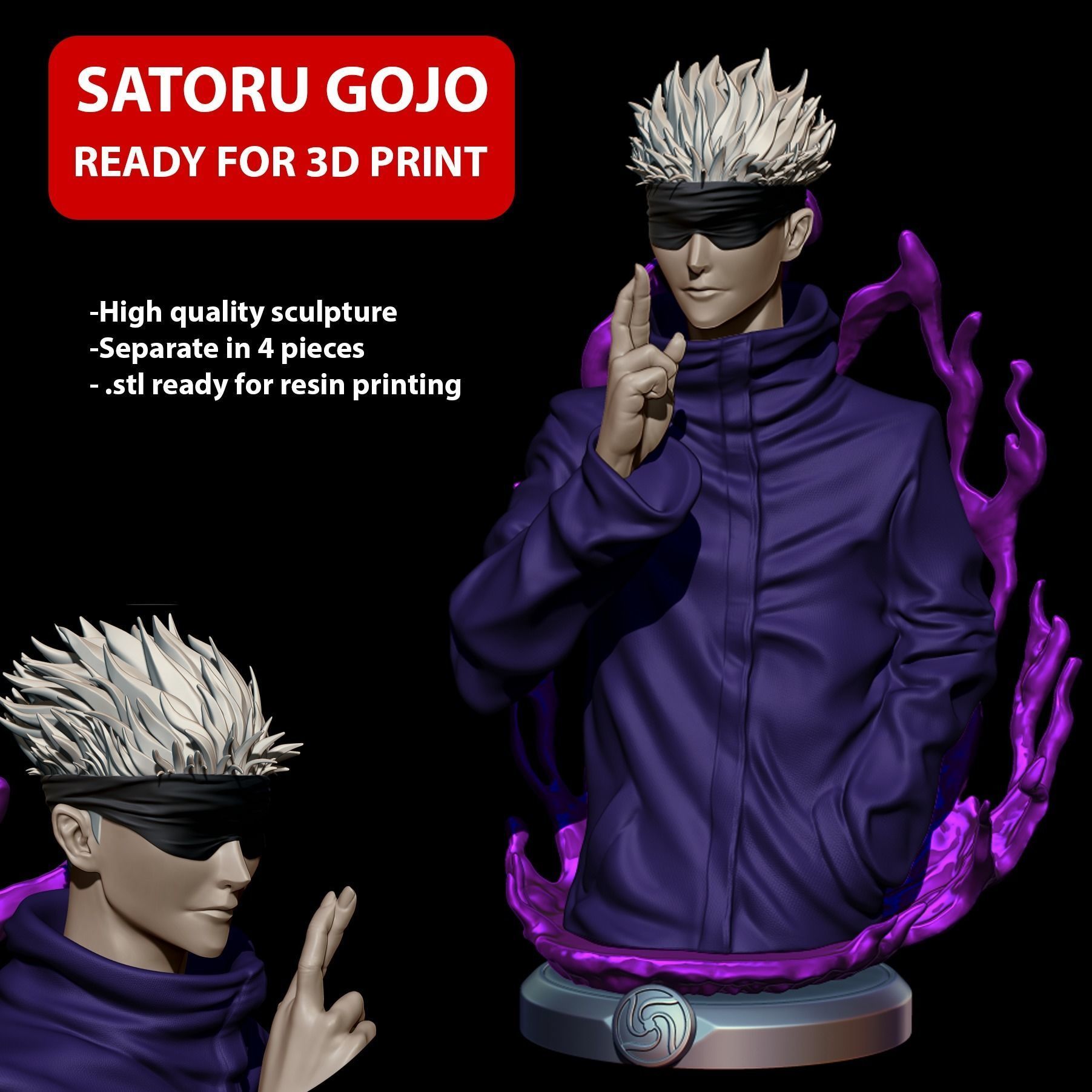 Satoru gojo - Jujutsu Kaisen printable high fidelity 3D model 3D ...