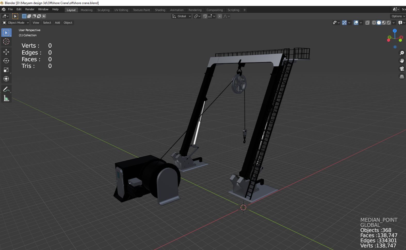 offshore supply ship crane 3D model | CGTrader