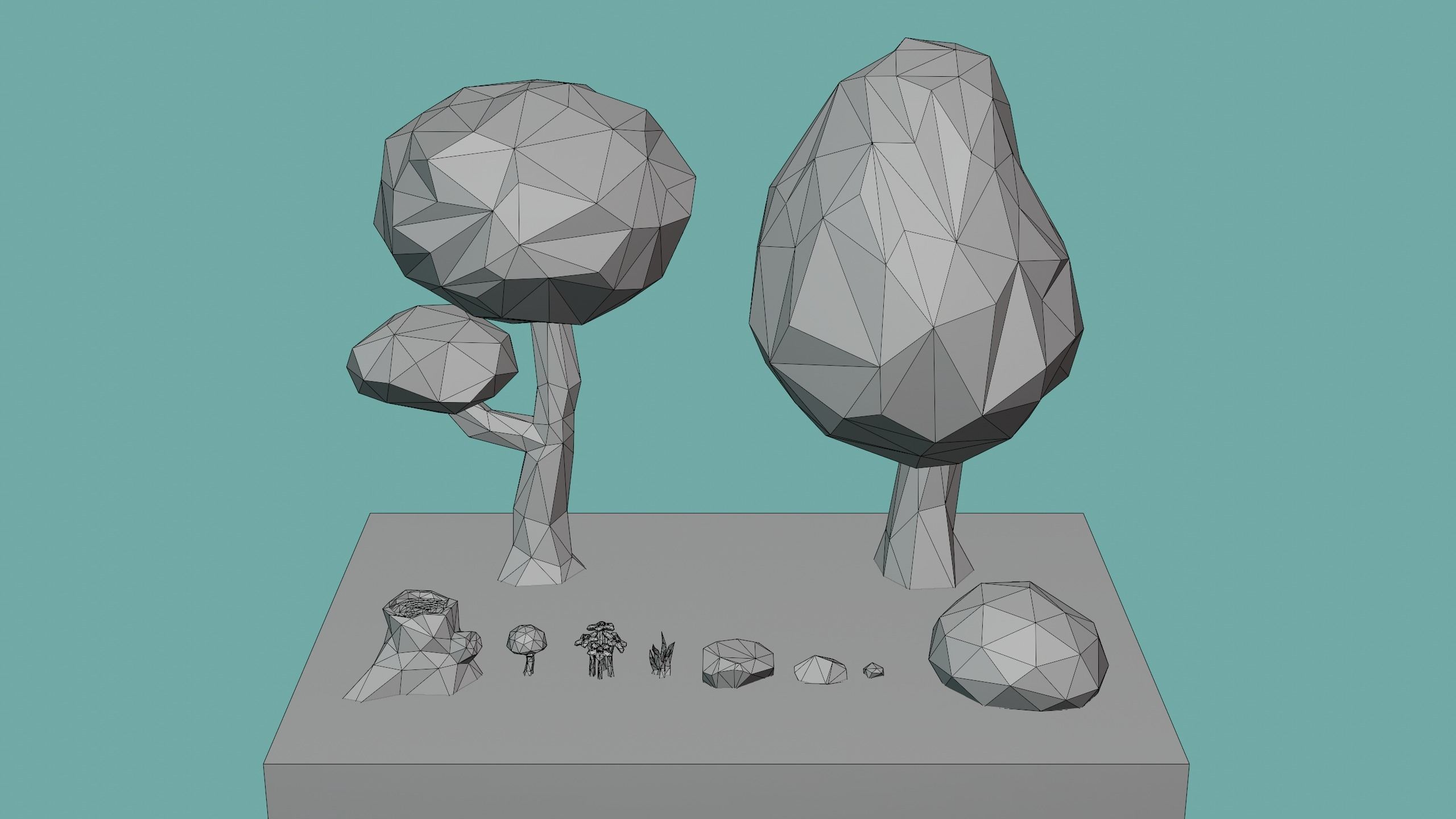 Low Poly Styled Nature Models - Trees - Rocks - Plants free VR / AR ...