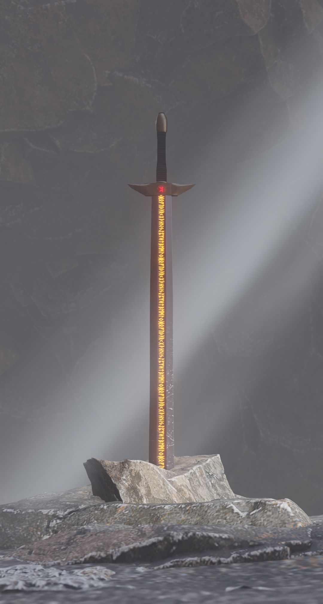 Sword in the stone in cave scene with FX and simple animation 3D model ...