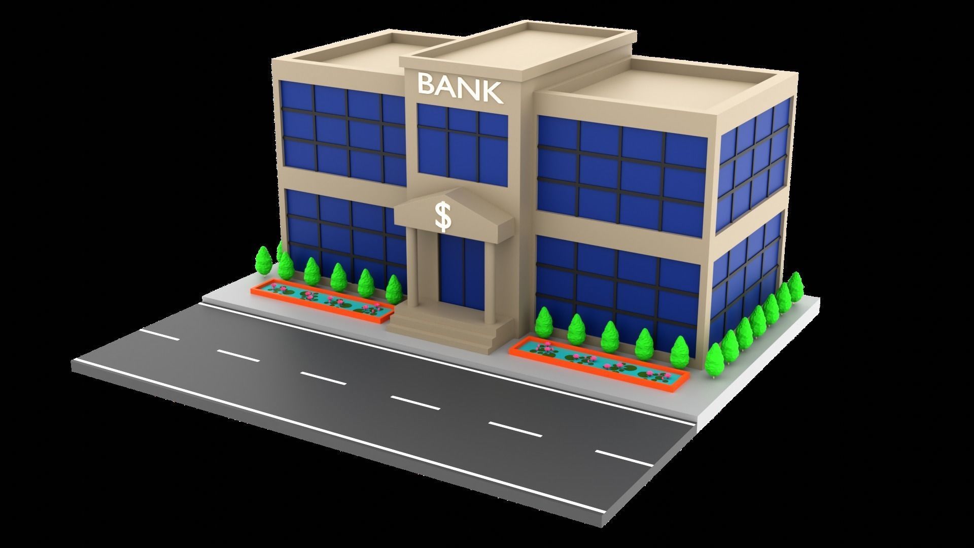 3D model Bank Building VR / AR / low-poly | CGTrader