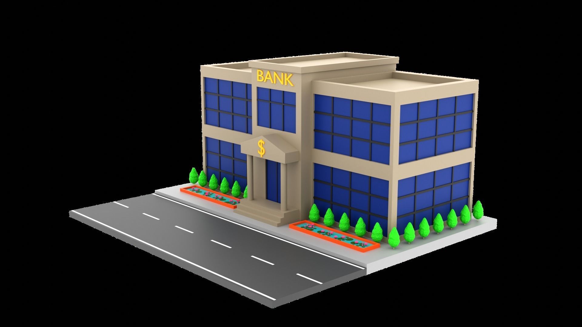 3D model Bank Building VR / AR / low-poly | CGTrader