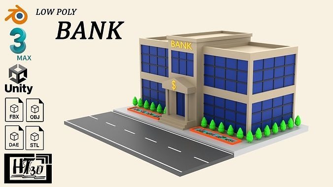 3D model Bank Building VR / AR / low-poly | CGTrader
