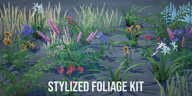 3D model Stylized Foliage Kit VR / AR / low-poly | CGTrader