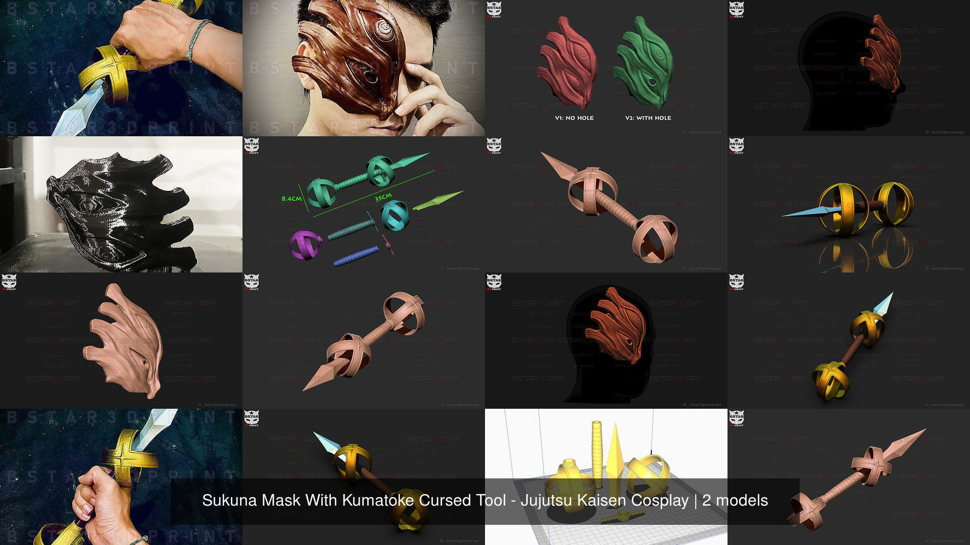 Sukuna Mask With Kumatoke Cursed Tool - Jujutsu Kaisen Cosplay 3D Model ...