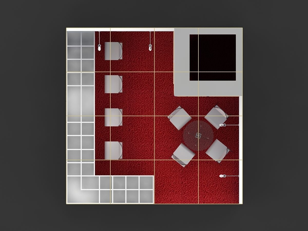 3D model 4 mtr x 4 mtr 2 side open exhibition stands VR / AR / low-poly ...