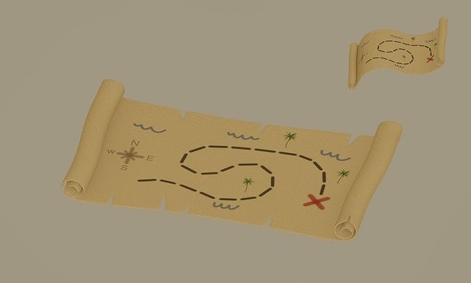 3D model Pirate Map VR / AR / low-poly | CGTrader