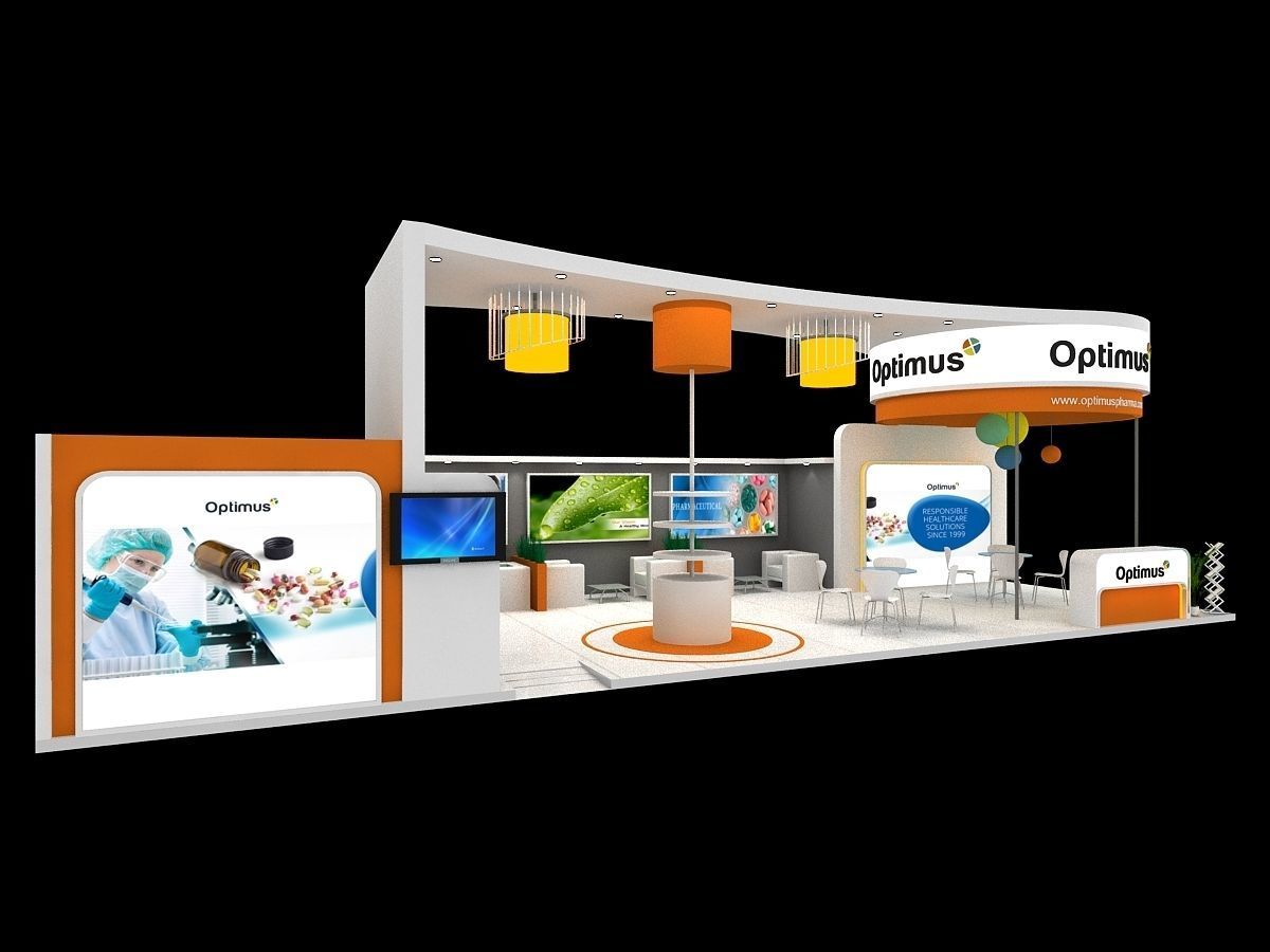 3D model 15 mtr x 6 mtr 2 side open exhibition stands VR / AR / low-poly | CGTrader