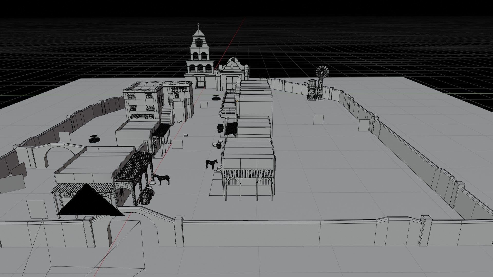 3D model MEXICAN low poly western cowboy village in kit VR / AR / low ...