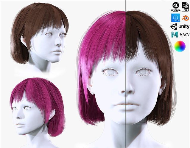 3D model Realistic Female Bob Hair Style VR / AR / low-poly | CGTrader