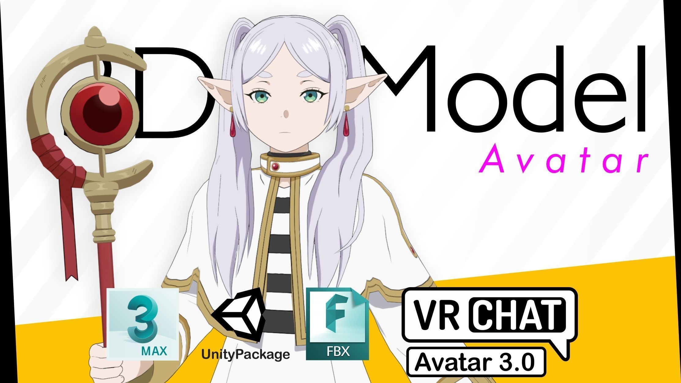 Frieren VRChat Avatar PC 3D model rigged | CGTrader