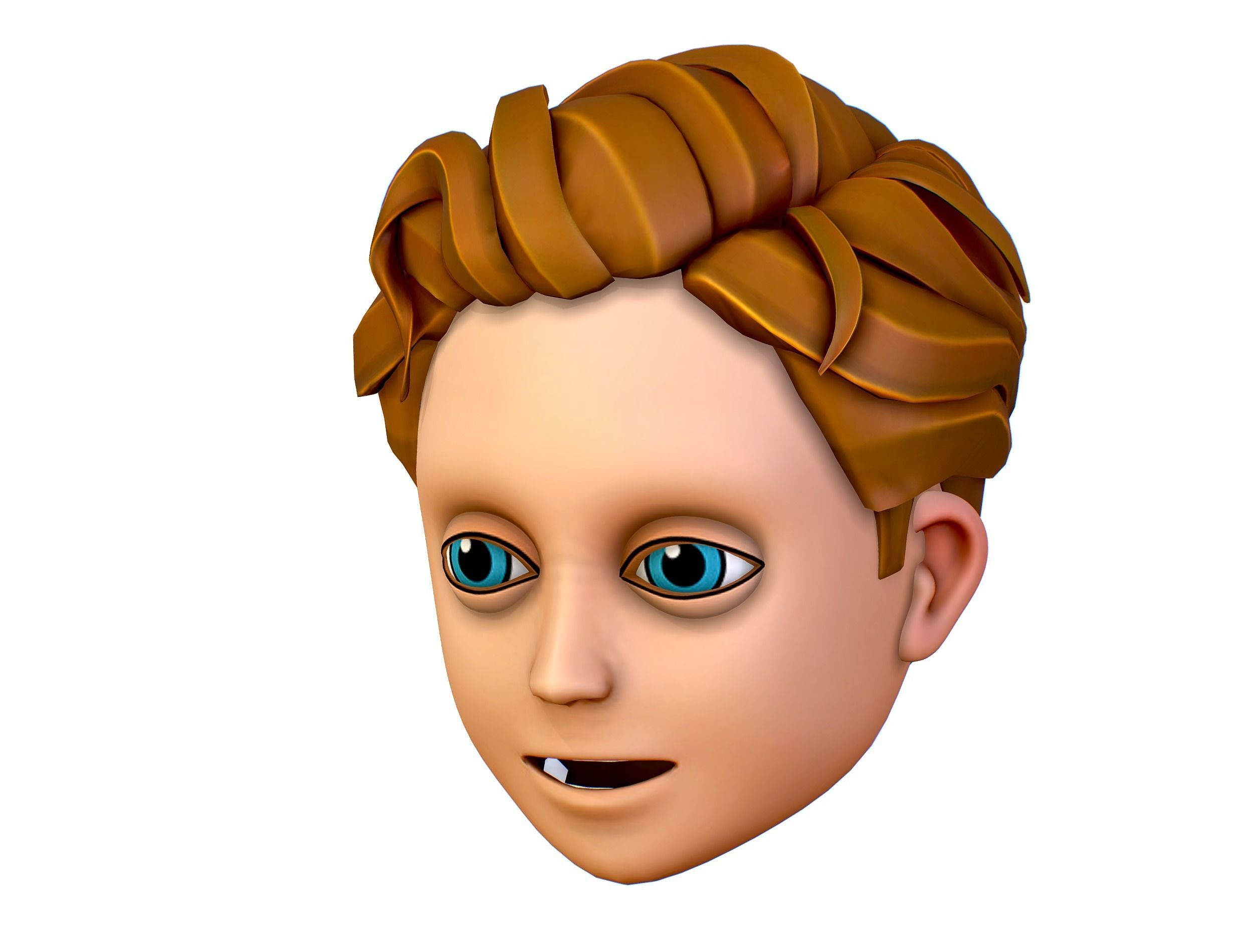 Short Hairstyle Cartoon Young Man Boy Head Icon 3D model | CGTrader