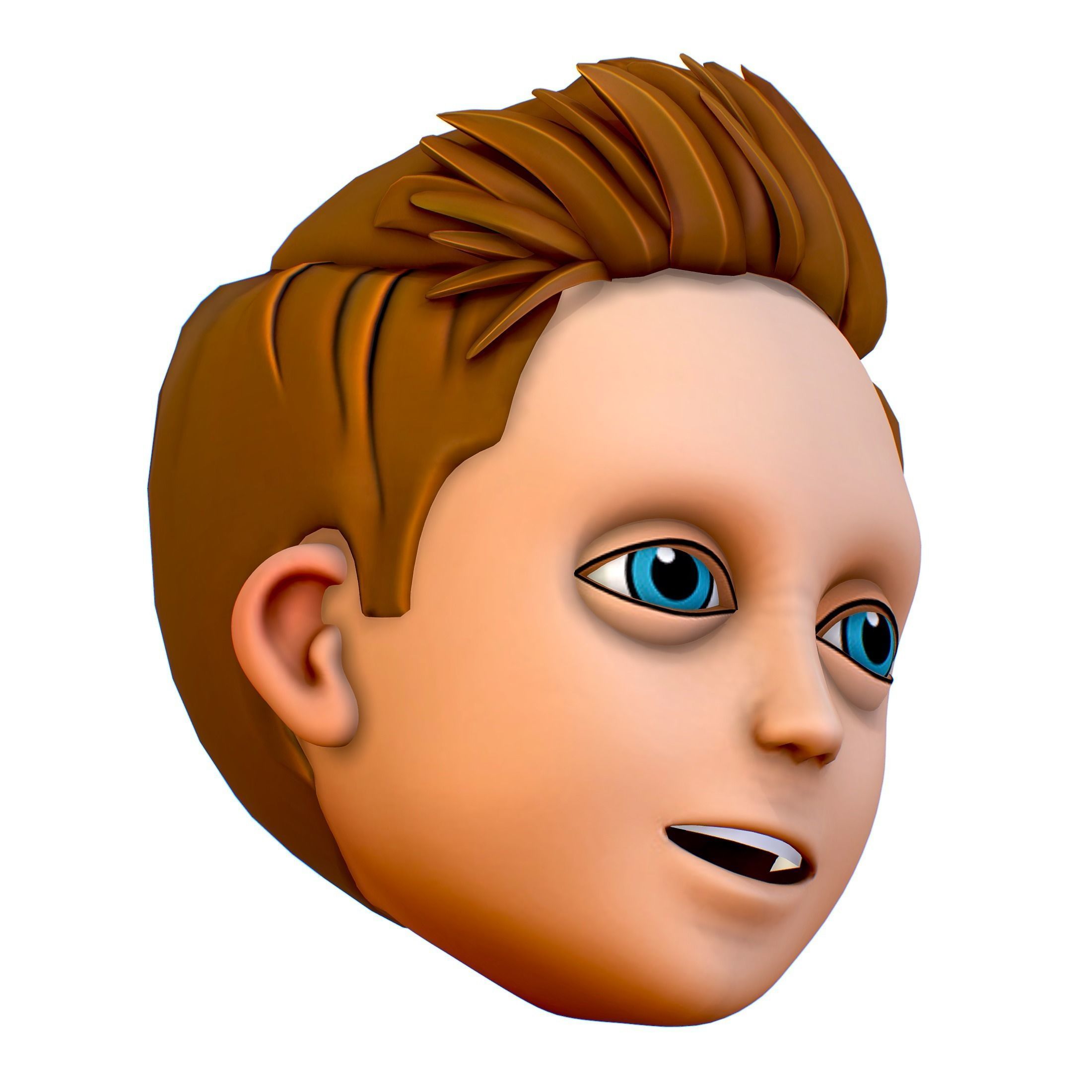 Short Hairstyle Cartoon Young Man Boy Head Icon 3D model 3D model ...