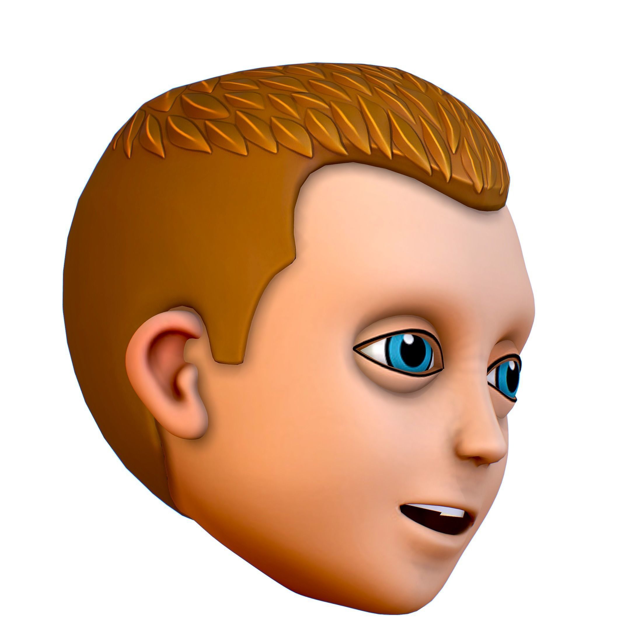 Short Hairstyle Cartoon Young Man Boy Head Icon 3D model | CGTrader