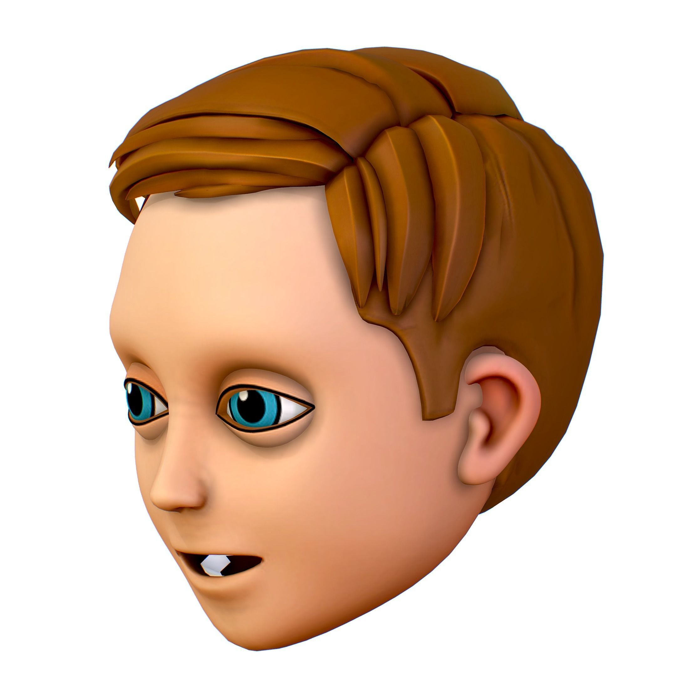 Short Hairstyle Cartoon Young Man Boy Head Icon 3D model 3D model ...