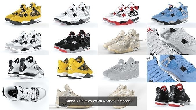 Jordan 4 Retro collection 6 colors VR / AR / low-poly | CGTrader