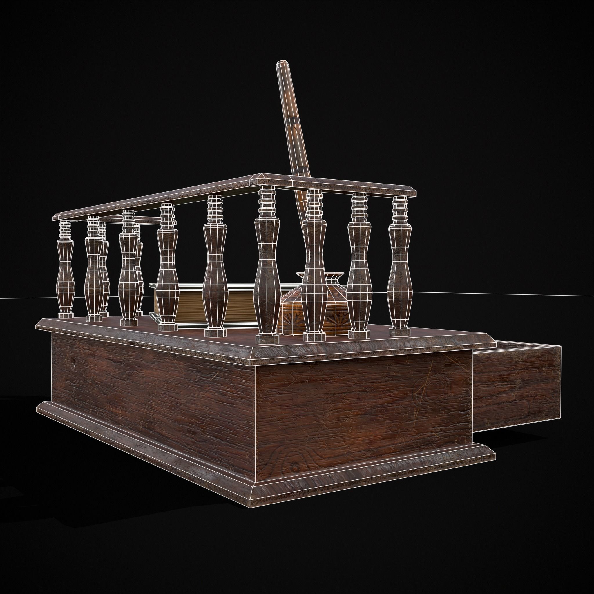 3D model Medieval Drawer Bookshelf VR / AR / low-poly | CGTrader