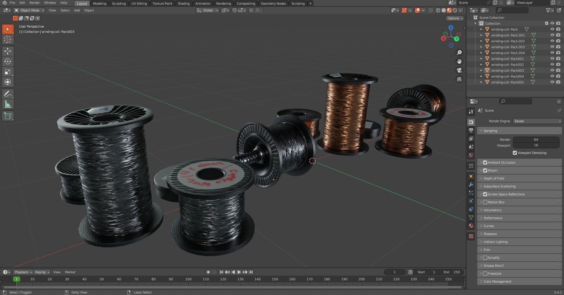 3D model Winding Coil Roll Pack VR / AR / low-poly | CGTrader