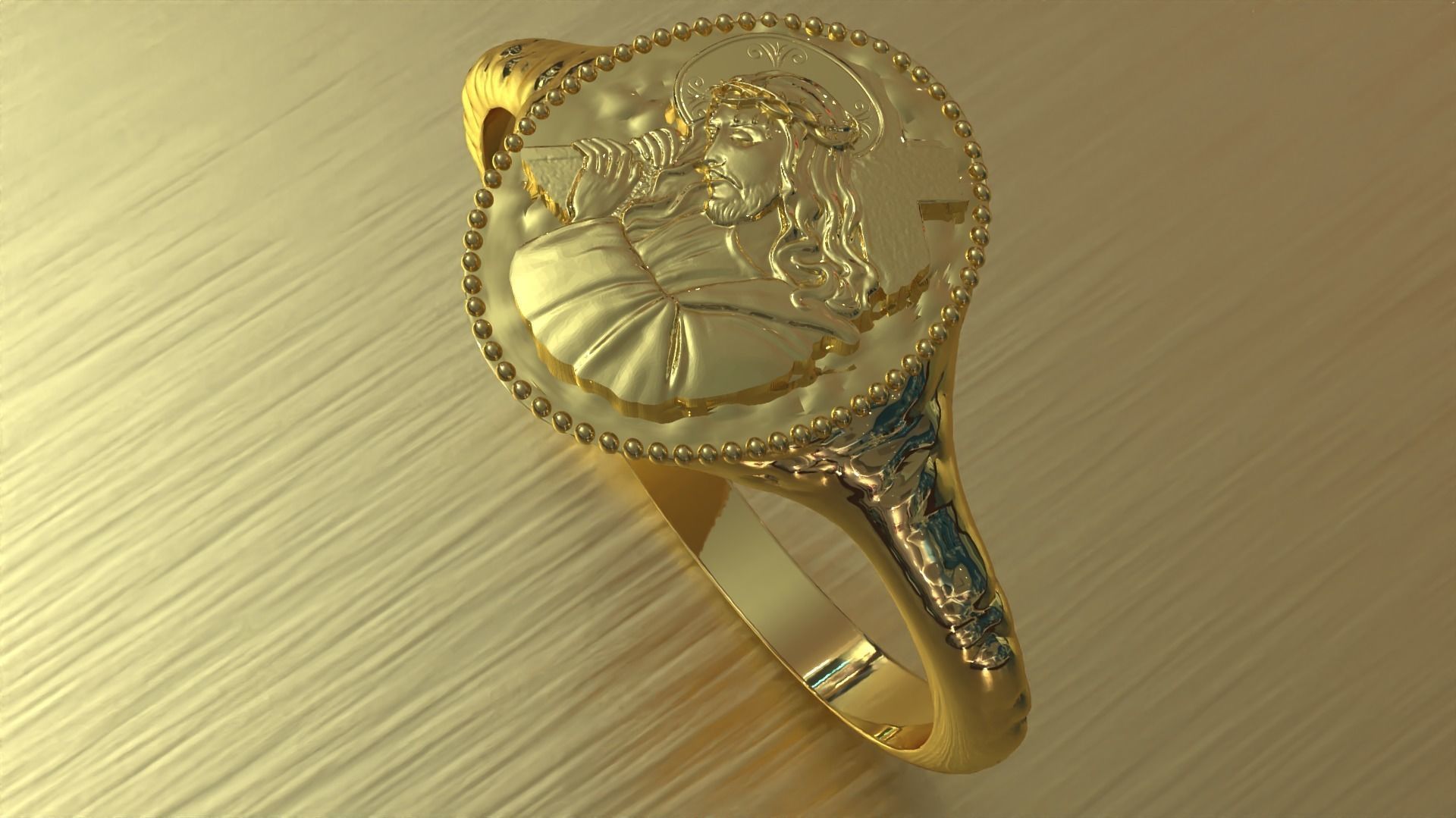 Christ Jesus Christian Gold Messiah Ring 3D model 3D printable | CGTrader